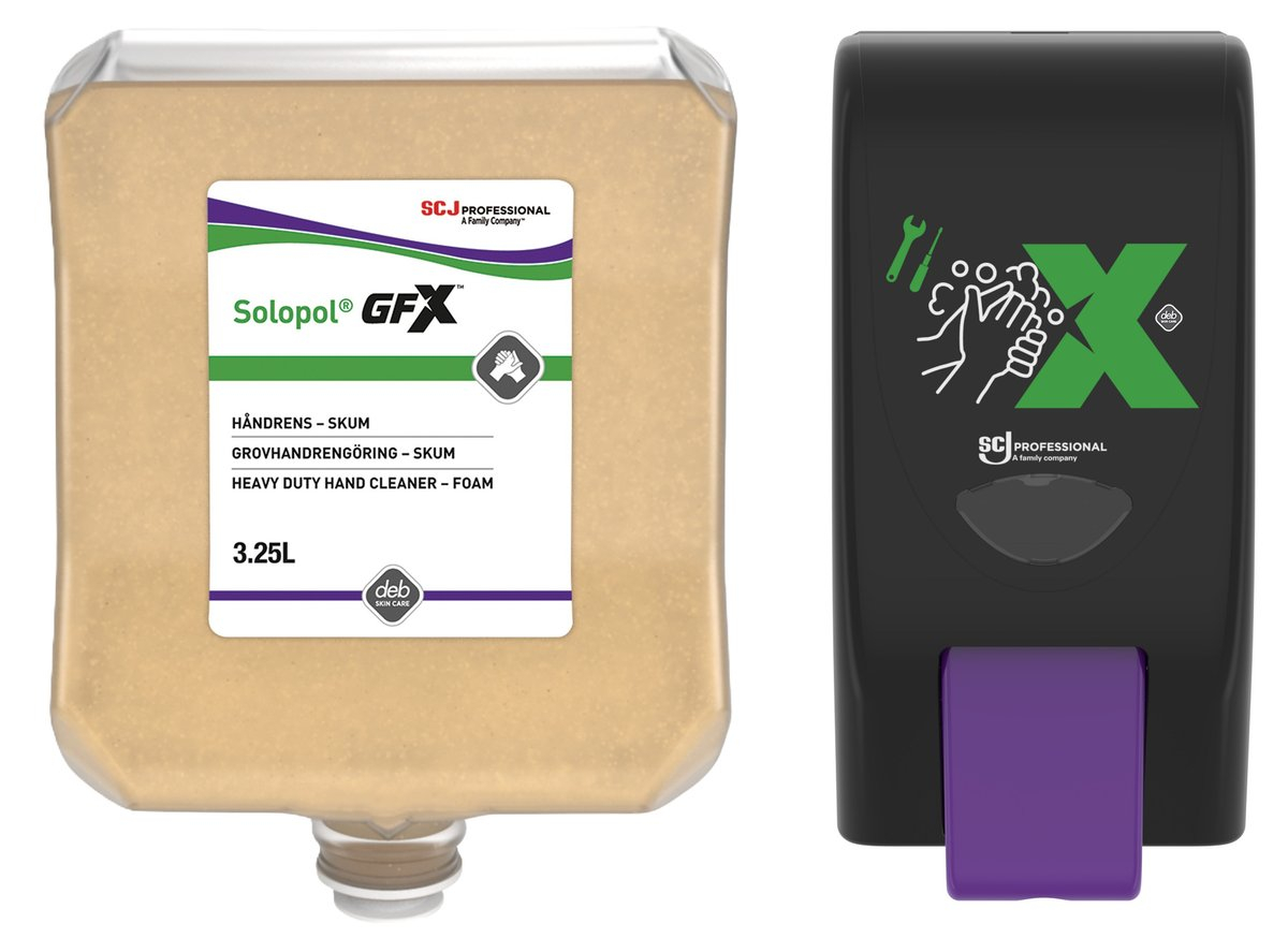 Håndrens Solopol skum GFX, 3,25 liter inkl. sort dispenser ‒ WATTOO.DK
