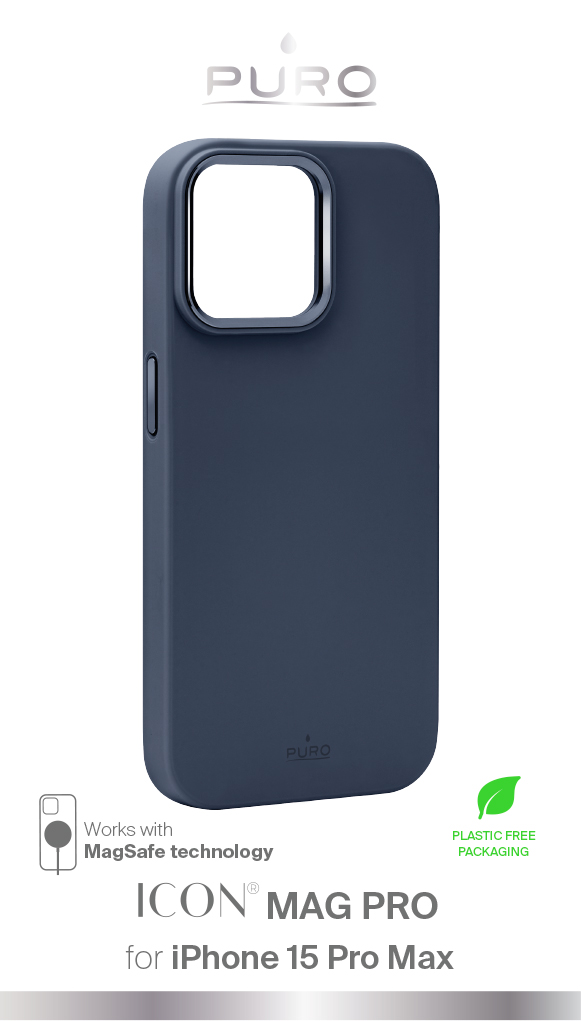 Puro Icon Mag Pro silikonecover, iPhone 15 Pro Max, mørkeblå ‒ WATTOO.DK