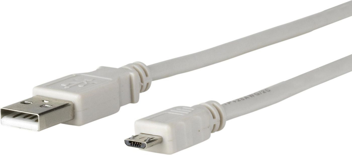 USB A til USB Micro B, version 2.0, grå, 5 meter, USB2.0 A - Micro USB ...