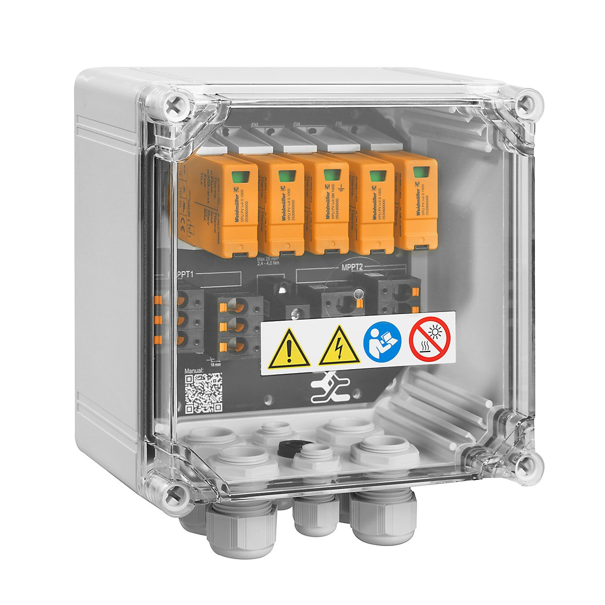 PV Combiner Box, 1100 V, 2 MPP, 2 Inputs / 1 Output per MPP ...