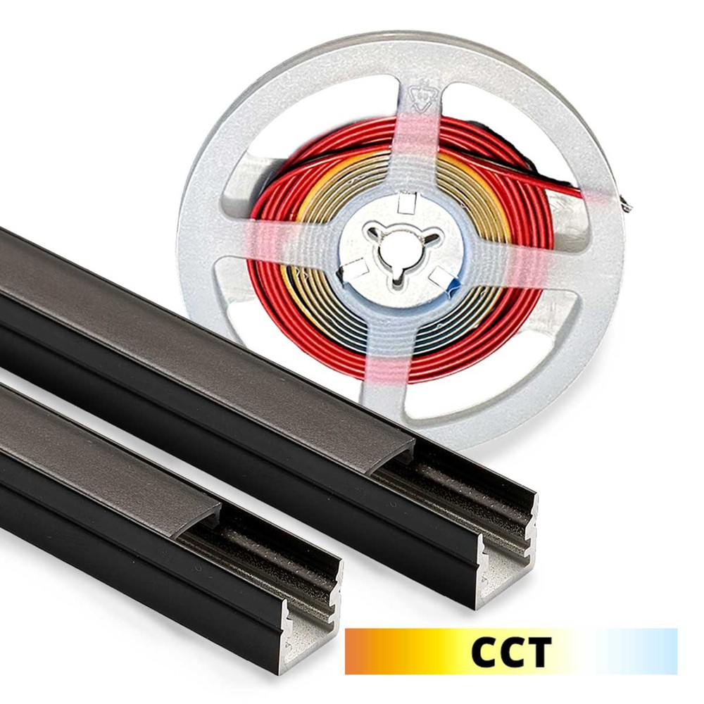 240cm Lys til akustikpanel, sort - Komplet sæt med aluprofil og CCT LED ...