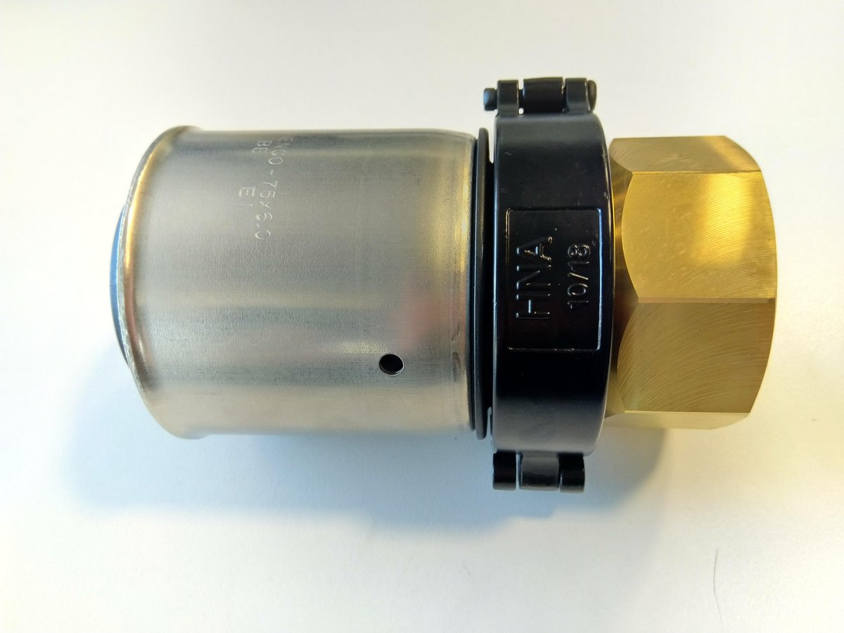 Henco SUPER SIZE pres kobling PVDF, med indvendig gevind, 75 mm x 2 ...