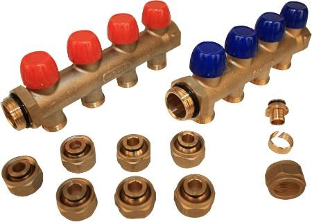 Wavin – Manifold 4 + 4 afgange, uden flowmeter på fremløb, til Ø20 x 2 ...