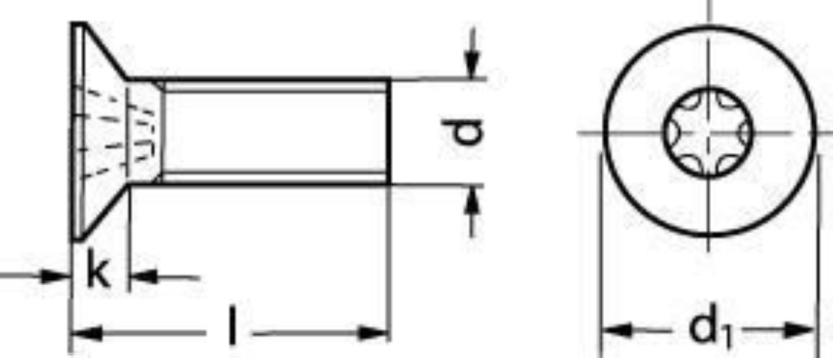 M 3X6 ISO 14581/DIN 965 SFA4 undersænket torx maskinskrue TX ‒ WATTOO.DK