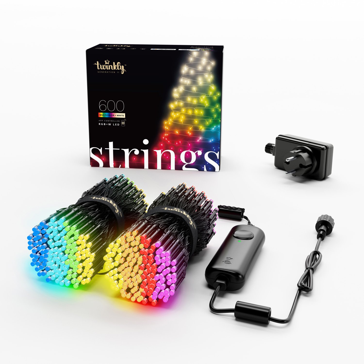 Twinkly Strings LED lyskæde, sort ledning, Bluetooth/WiFi ‒ WATTOO.DK